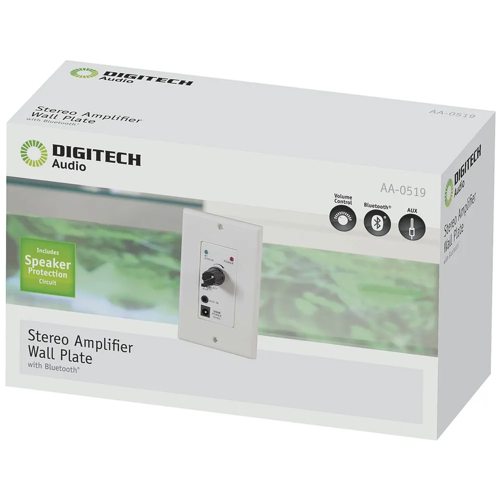 Stereo Amplifier Wall Plate with Bluetooth® Audio | Jaycar New Zealand