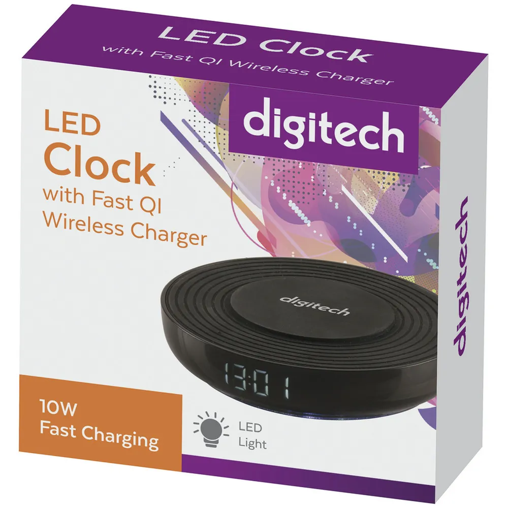 LED Clock with Light and Fast QI Wireless Charger | Jaycar Australia