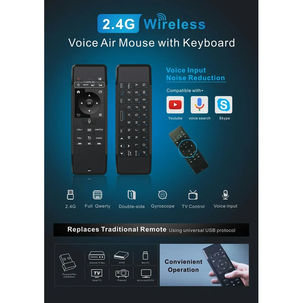 Wireless Air Mouse Remote with Voice Assist | Jaycar Australia