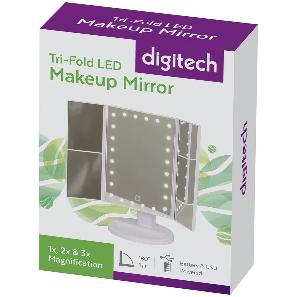 Tri-Fold LED Makeup Mirror with 3 x Magnification | Jaycar Australia