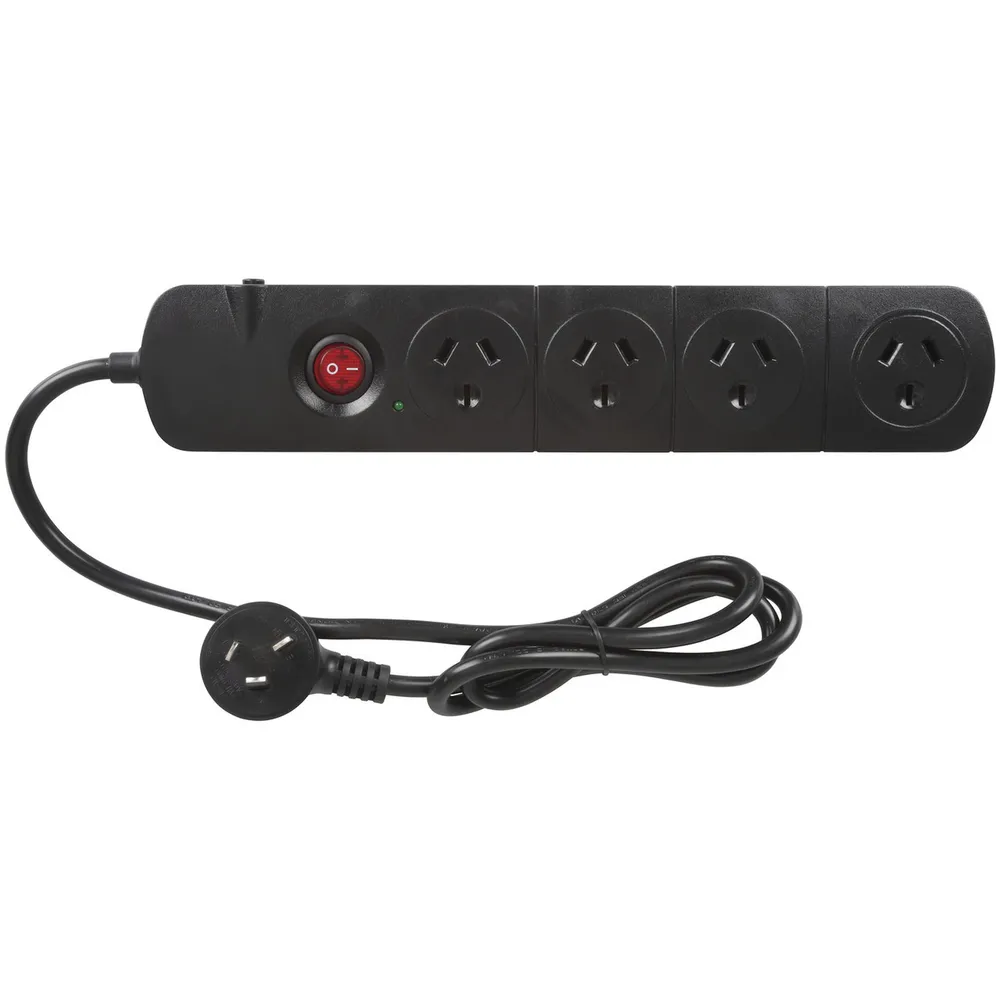 4 Way Black Powerboard with Surge and Overload Protection | Jaycar ...