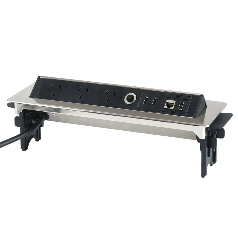 3-Way In Desk Powerboard with 2 x USB, HDMI and Ethernet | Jaycar Australia