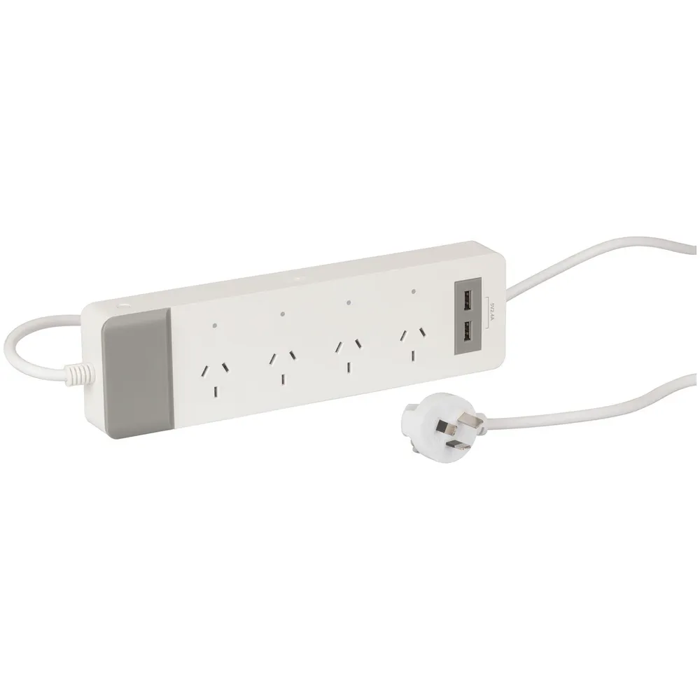 4 Way Smart WiFi Mains Powerboard with 2 USB Ports | Jaycar Australia