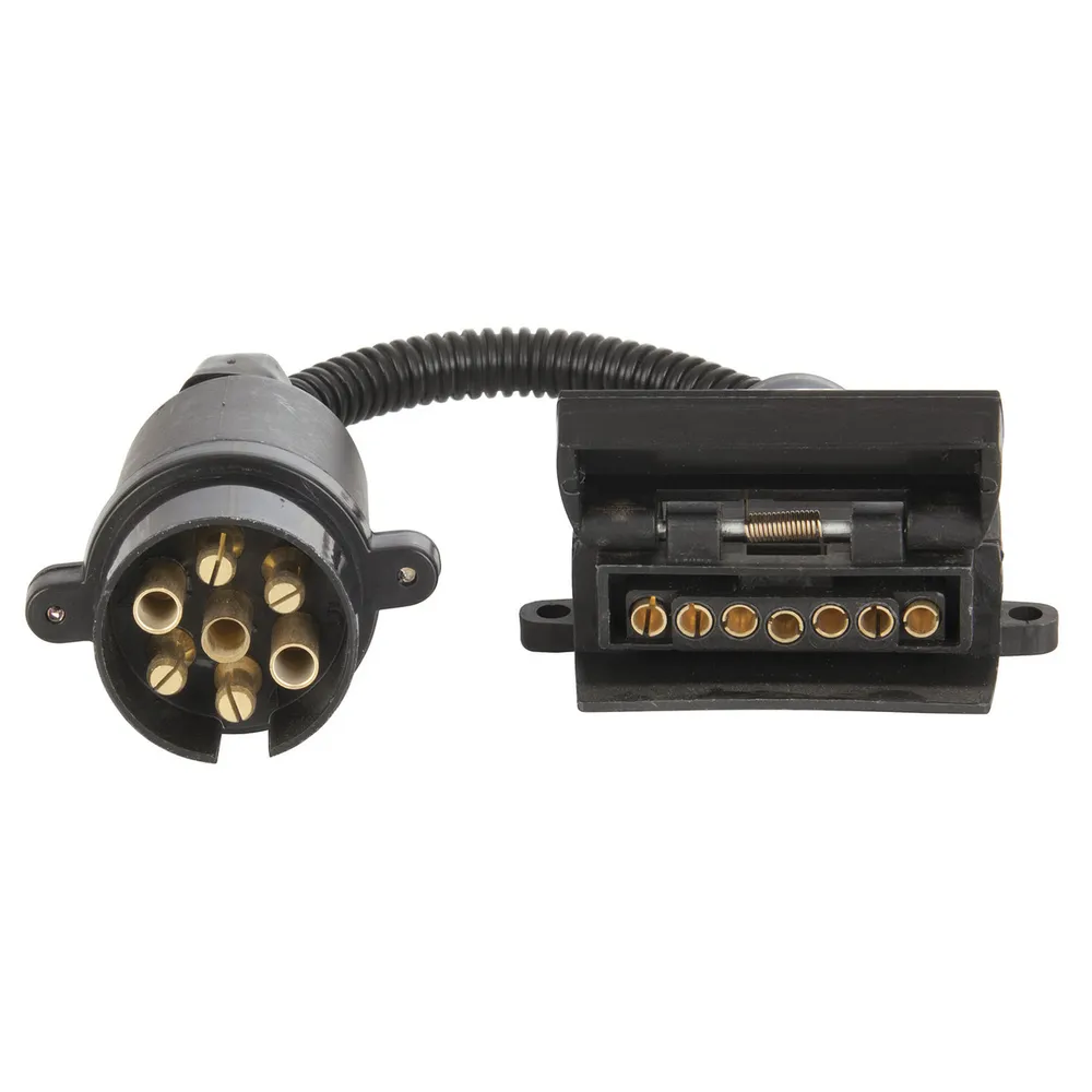 Trailer Adaptor - 7 Pin Flat Plug to 7 Pin Large Round Socket | Jaycar ...