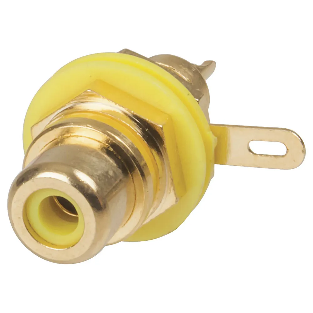 Gold RCA Panel Mount Socket - Yellow | Jaycar Australia