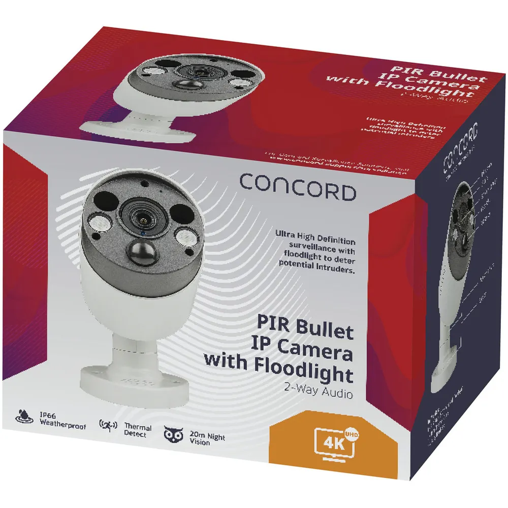 Concord 4K PIR Bullet IP Camera with Floodlight CCTV | Jaycar Australia