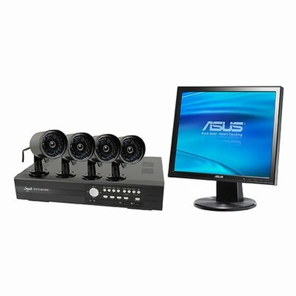 Network 4CH DVR Kit with 17 ASUS Monitor &4 x CCD High Res Cameras ...