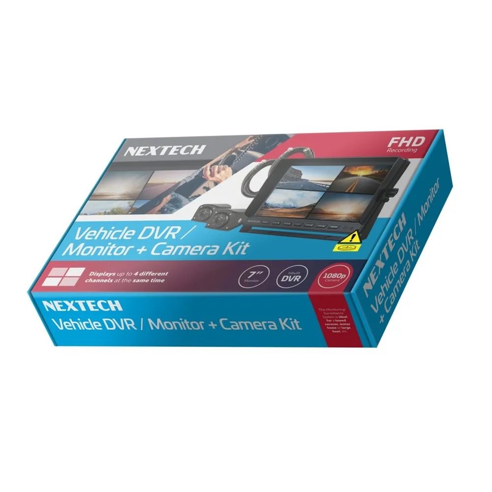 7 Inch 1080p LCD Monitor Kit with Built-In 4CH AHD Vehicle DVR and 2 x ...