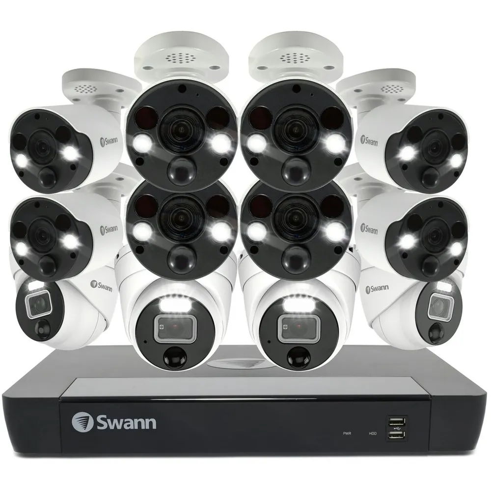 Swann 16CH 6K NVR Kit with 8 x 6K PIR Spot Light Bullet cameras and 4 x ...