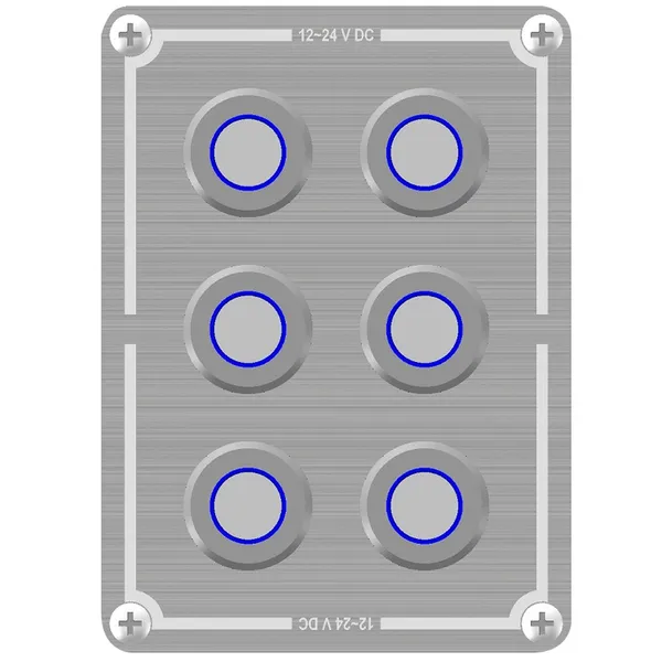 Powertech 6 Way Stainless Steel Switch Panel With Blue Illuminated ...