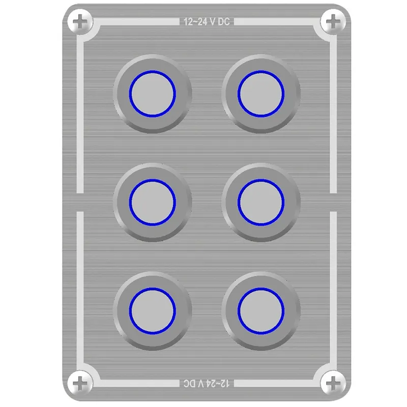 Powertech 6 Way Stainless Steel Switch Panel With Blue Illuminated ...