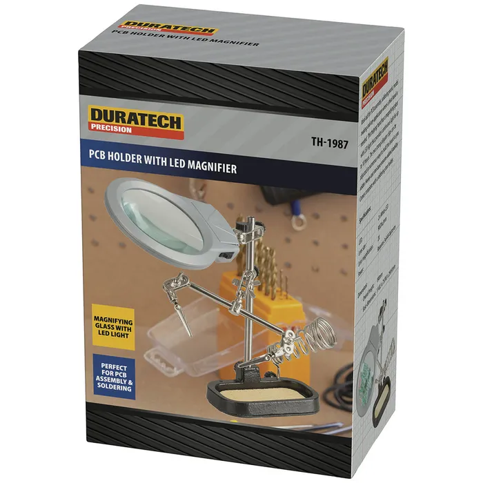 Holder PCB with LED Magnifier and Soldering Iron Stand | Jaycar Australia