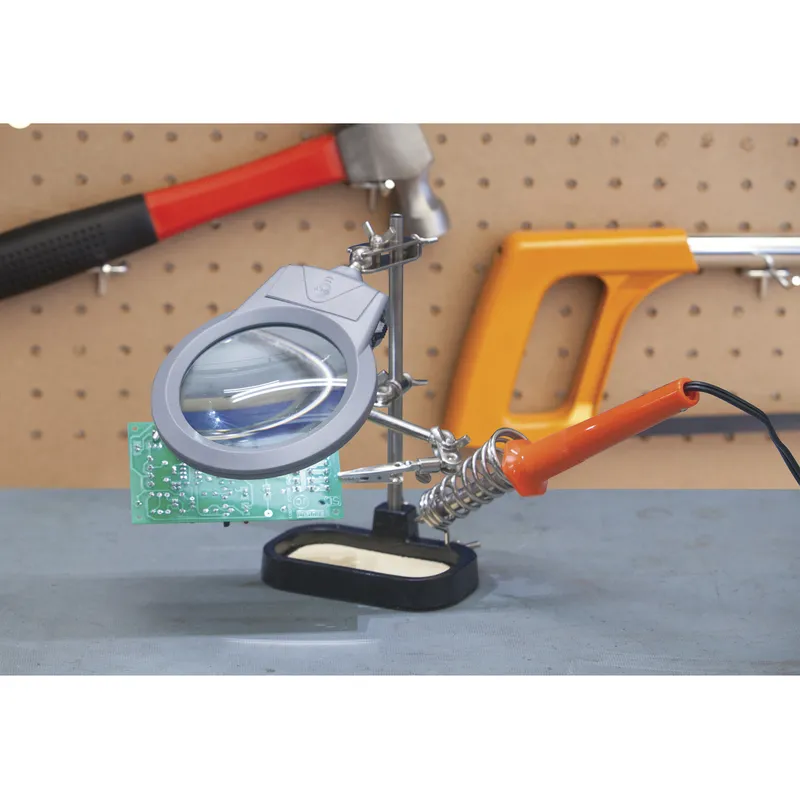 Holder PCB with LED Magnifier and Soldering Iron Stand | Jaycar Australia