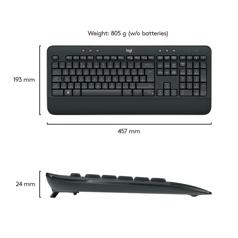Logitech® MK545 2.4GHz Advance Wireless Keyboard and Mouse Combo ...