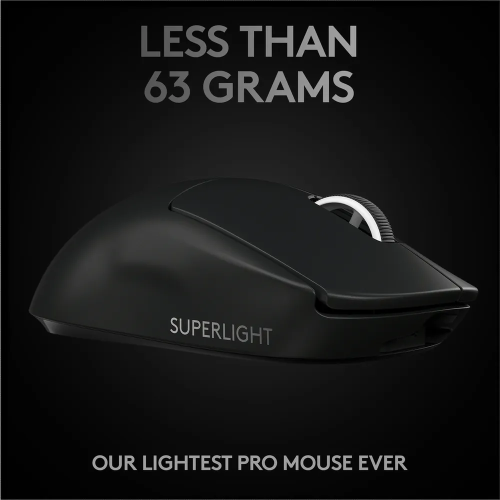 Logitech® PRO X SUPERLIGHT Black Wireless Gaming Mouse with USB Dongle ...
