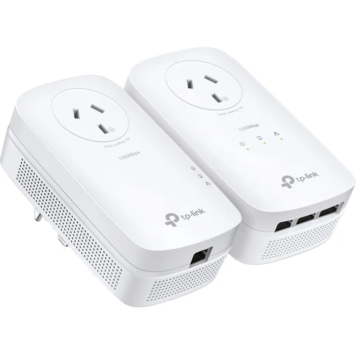 TP-Link AV1300 3 Port Gigabit Pass-through Powerline Starter Kit ...
